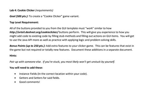 solved lab 4 cookie clicker requirements goal 500 pts
