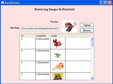 retrieve images from sql server database into data grid in