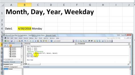 excel vba basics 25 extract the day weekday month year