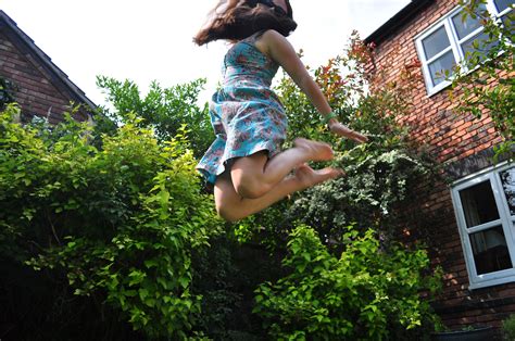 Wallpaper Portrait Garden Grass Sky Jumping Dress Branch House