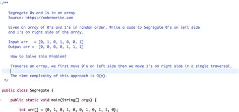 segregate 0s and 1s in an array multiple approaches