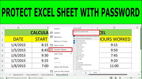 how to protect excel sheet with password lock excel sheet youtube
