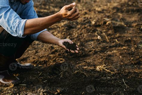 Masculino Manos Conmovedor Suelo En El Campo Experto Mano De Granjero