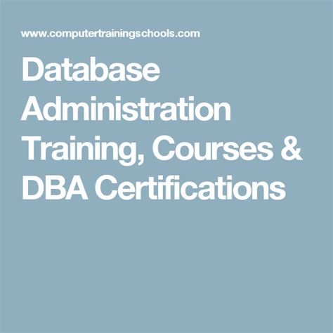 database administration training courses and dba certifications