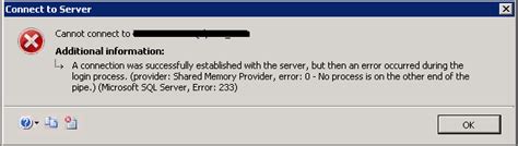 sql server cannot connect to a severe error occurred on the current