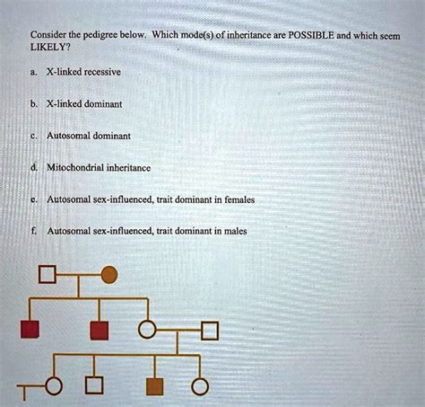 Solved Consider The Pedigree Below Which Mode S Of Inheritance Are