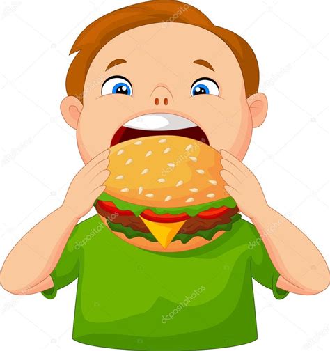 Niño Comiendo Hamburguesa Vector Gráfico Vectorial © Tigatelu Imagen