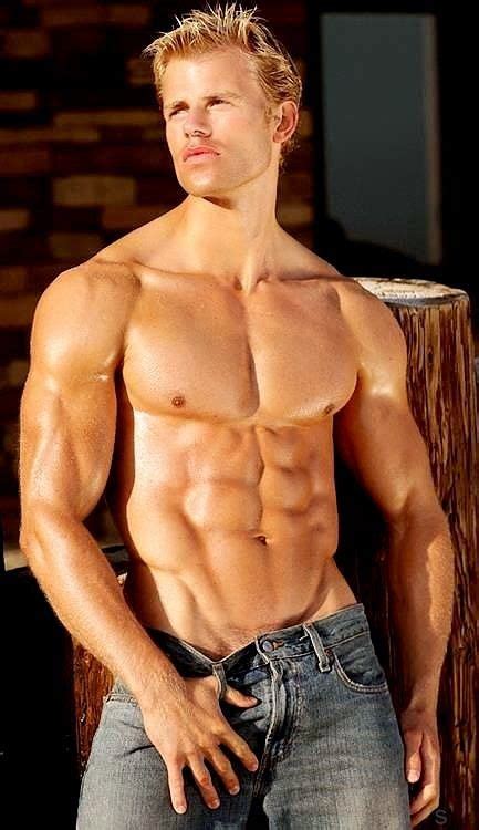 Shirtless Male Muscular Blond Hair Hunk Beefcake Handsome Jock Photo