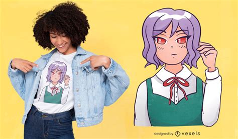 Pretty Anime Girl T Shirt Design Vector Download