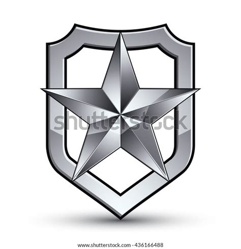 Sophisticated Vector Blazon Silver Star Emblem Stock Vector Royalty