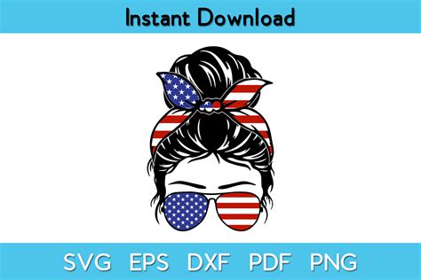 4th Of July Messy Bun Hair Graphic By Exclusiveartusa · Creative Fabrica