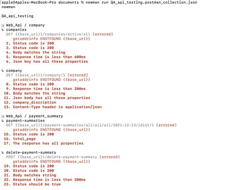 running postman collections in cli newman error getaddrinfo enotfound