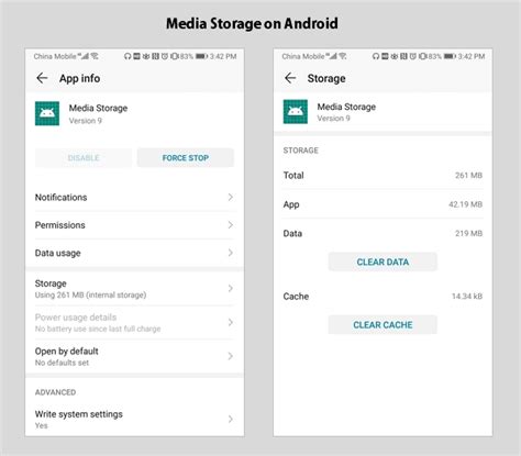 media storage on android can you disable clear data in media storage