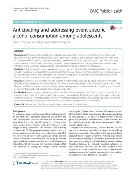 Pdf Anticipating And Addressing Event Specific Alcohol Consumption
