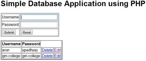 simple database application using php and mysql free source code