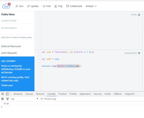 why we cannot delete function in javascript using delete operator