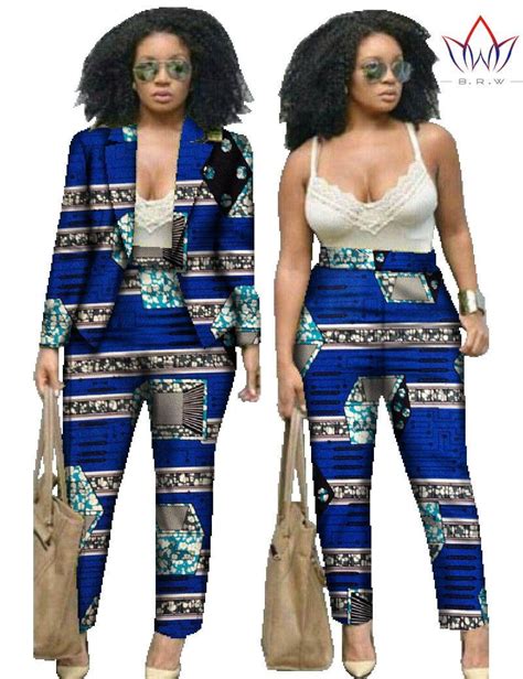 2 Piece Set Pants And Crop Top Plus Size Women African Clothing Print