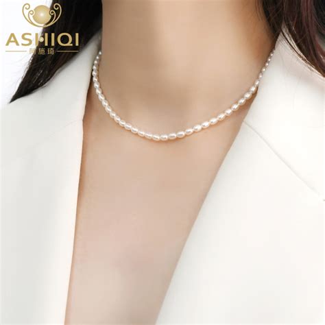 Ashiqi 4mm Mini Natural Freshwater Pearl Necklace For Women Wedding 925