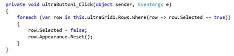 clear selected rows from an external event infragistics forums
