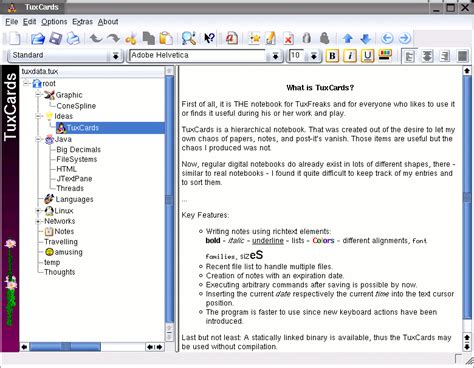 tuxcards hierarical notebook for tuxfreaks ubuntu geek