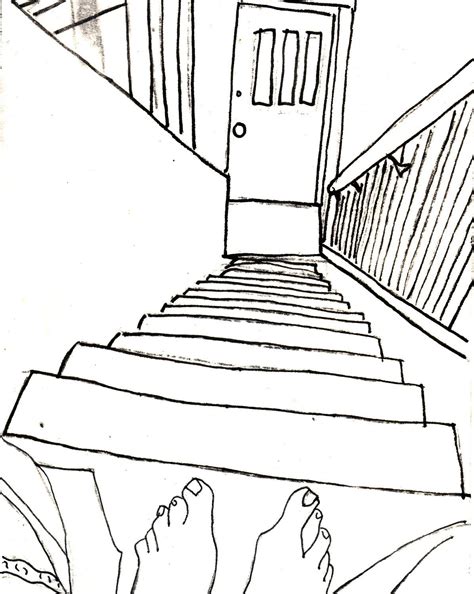 Contour Line Stairs Stair Art How To Draw Stairs Point Perspective