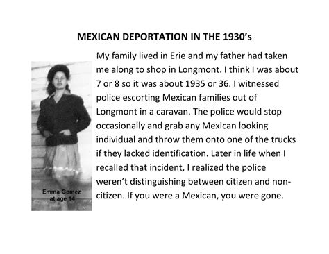 Mexican Deportation In The 1930s By Emma Gomez Martinez Boulder