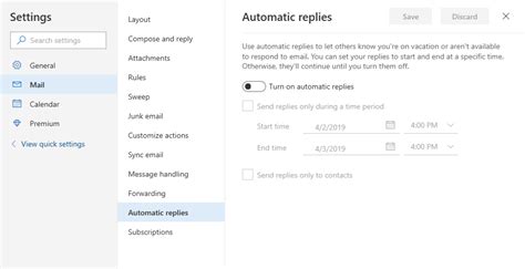 out of office assistant automatic replies vacation responder