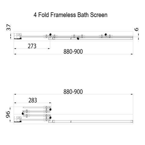 Aquatec 6mm Frameless 4 Panel Bath Screen