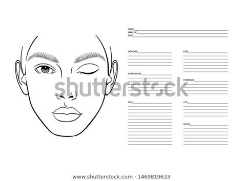 Makeup Artist Blank Template Face Chart стоковая векторная графика