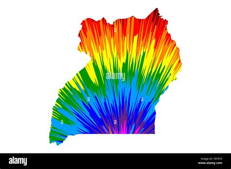 Uganda Map Is Designed Rainbow Abstract Colorful Pattern Republic Of