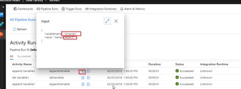 azure data factory pipeline variables