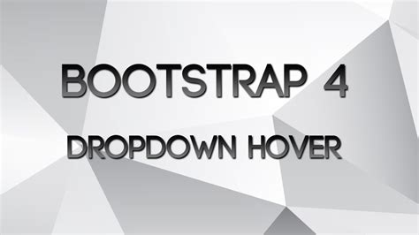 bootstrap 4 dropdown hover youtube