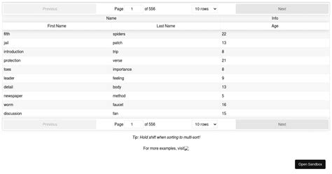 tannerlinsley react table multiple pagination bars codesandbox