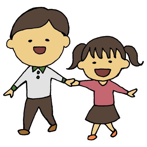手をつなぐお父さんと娘のフリーイラスト フリーイラスト・クラシック（フリクラ）