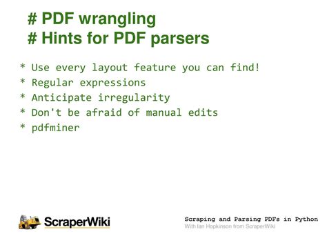 scraping and parsing pdfs in python speaker deck