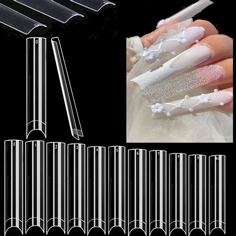 3xl No C Curve Square Nail Tips Ejiujiuo 504 Pcs 2 2 Clear