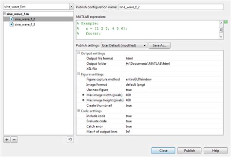 output preferences for publishing matlab and simulink mathworks australia