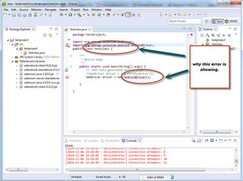 java while creating selenium script for android browser why this hot