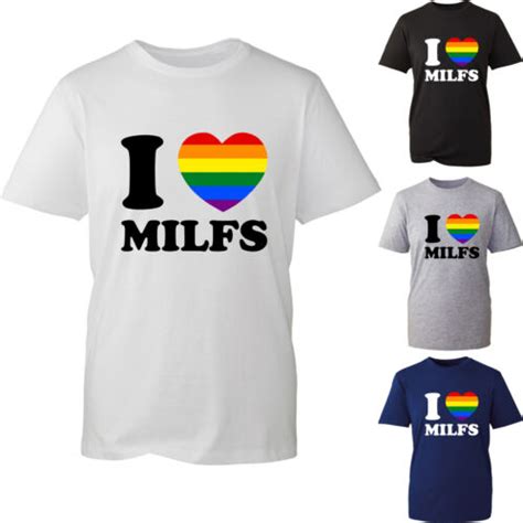I Love Milfs Lgbt Rainbow Heart T Shirt Gay Pride Lgbtq Hilarious