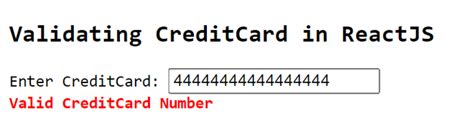 how to validate a credit card number in reactjs geeksforgeeks