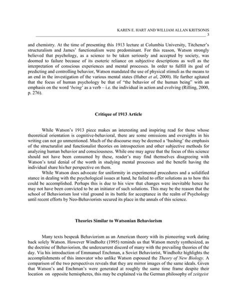 “behaviorism As A Behaviorist Views It” Original Writing By J B Watson