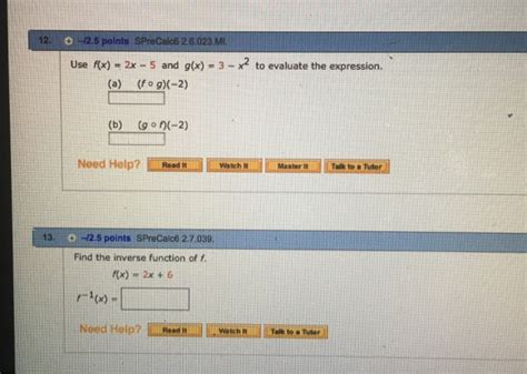 Solved Use F X 2x 5 And G X 3 X 2 To Evaluate The