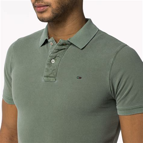 Tommy Hilfiger Teal Pilot Flag Plain Polo Slim Fit Polo Shirt For Men