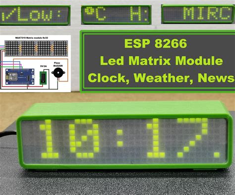 esp8266 led matrix clock weather news bitcion 4 steps