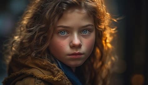 Premium Ai Image Cute Caucasian Girl Smiling At Camera In Nature At