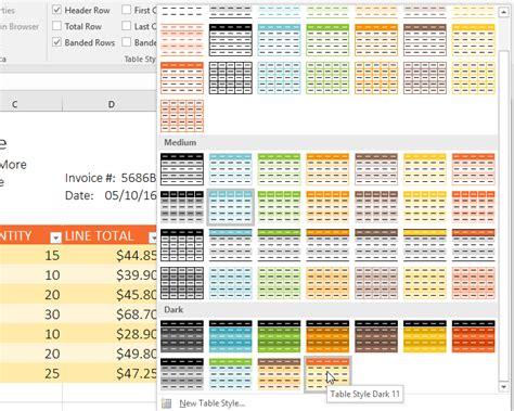excel 2016 tables