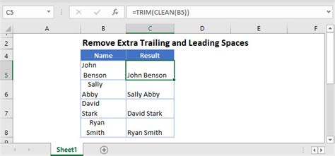 how to remove extra spaces in excel with trim formula trailing spaces