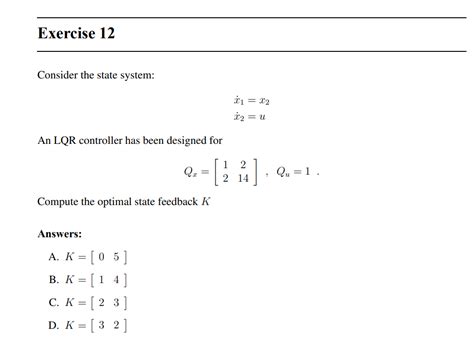 Solved Consider The State System X˙1 X2x˙2 U An Lqr