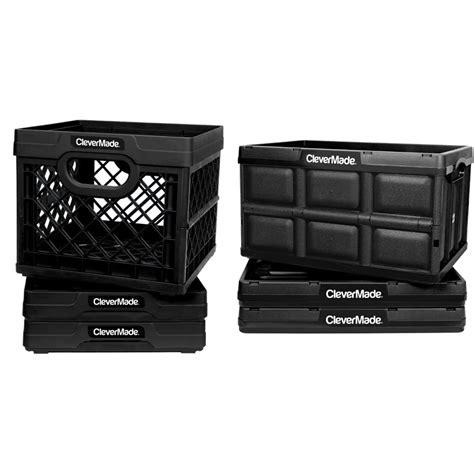 Clevermade Collapsible Milk Crates 25l Pack Of 3 Black And 32l
