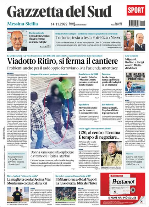 Periódico Gazzetta Del Sud Italia Periódicos De Italia Edición De